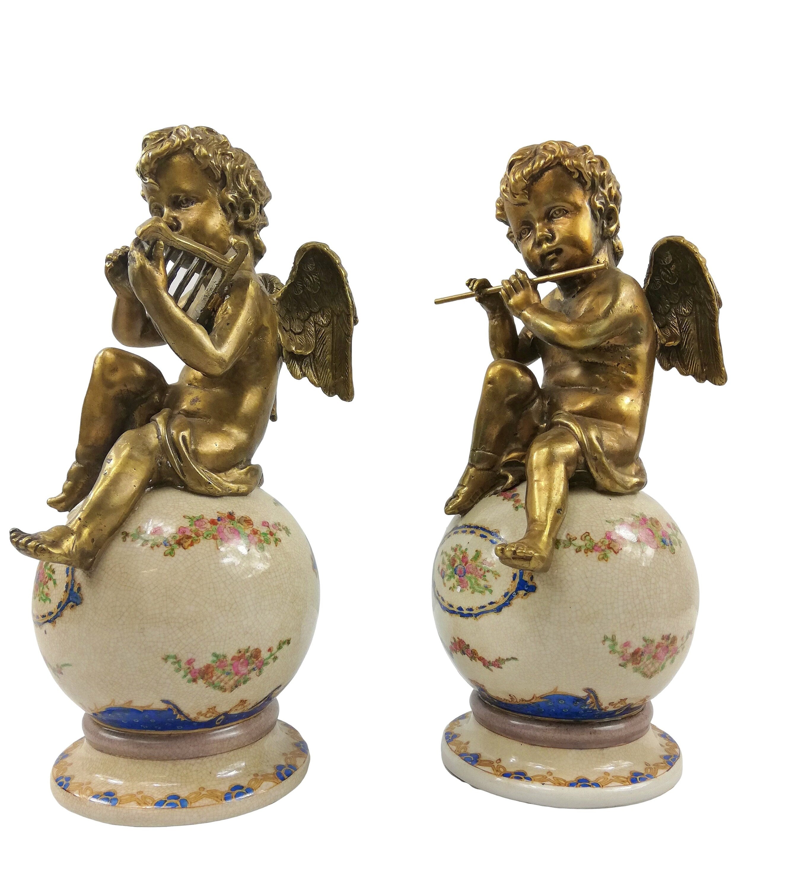 Bronze Musical Putti Sculptures | 25 cm / 10 in | Classical Home Decor ...